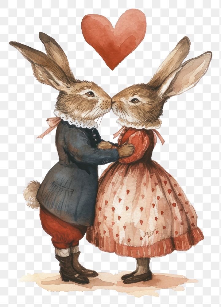 PNG Two rabbits hugging watercolor | Premium PNG - rawpixel