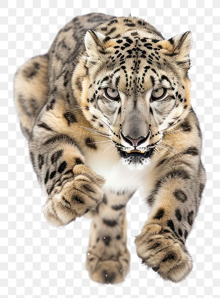 PNG Snow leopard running wildlife | Premium PNG - rawpixel