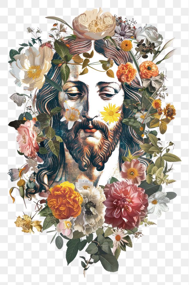 PNG Flower Collage Jesus pattern | Premium PNG - rawpixel