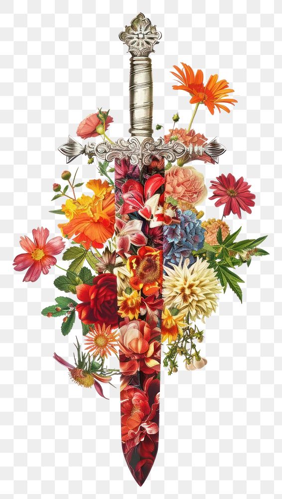 PNG Flower Collage Sword pattern | Premium PNG - rawpixel