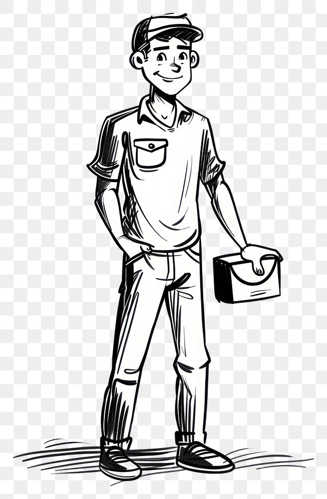 PNG Delivery man drawing sketch | Free PNG - rawpixel