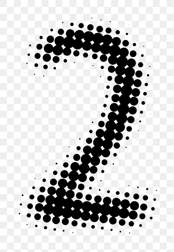 PNG 2 number, halftone font, | Premium PNG - rawpixel