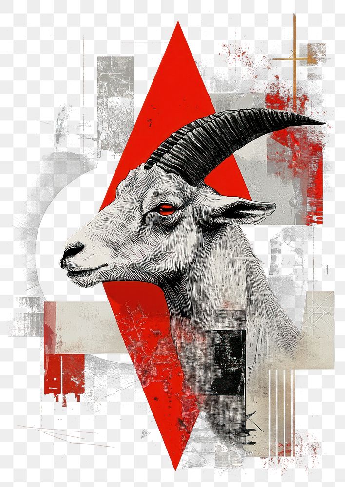 PNG goat illustration collage animal. | Free PNG - rawpixel