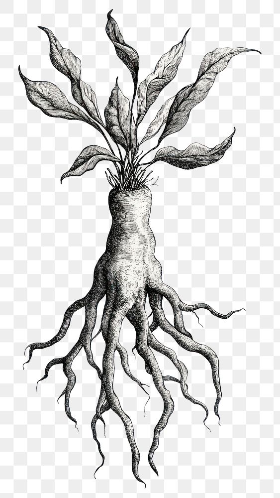 PNG Mandrake root illustration drawing | Premium PNG - rawpixel