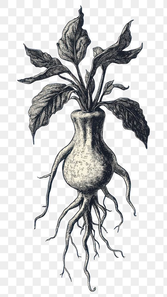 PNG Mandrake root illustration drawing | Free PNG - rawpixel