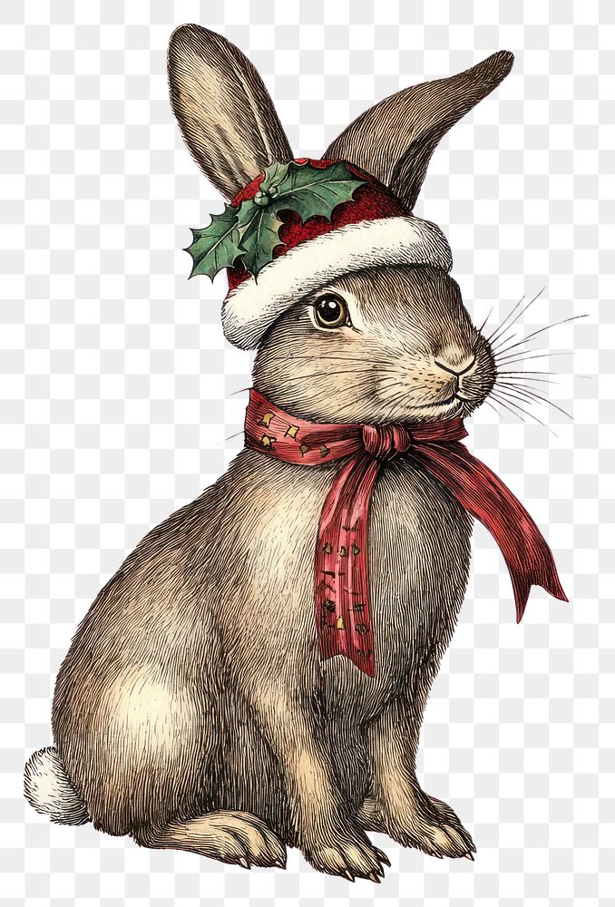 PNG rabbit wearing Christmas hat | Premium PNG - rawpixel