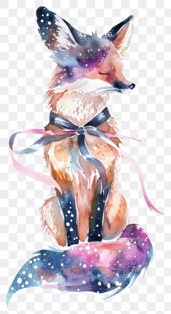 PNG Fox tied ribbon fox | Free PNG - rawpixel