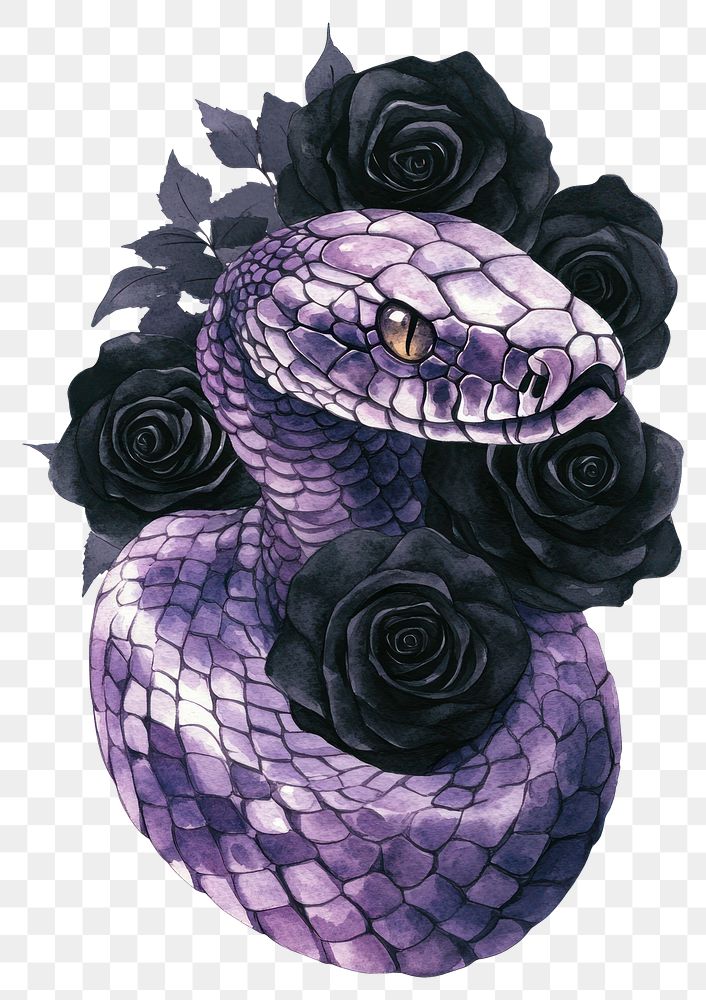 PNG Snake roses art illustration. | Free PNG - rawpixel