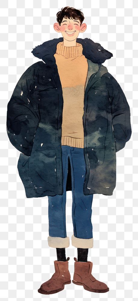 PNG Smile man standing winter | Free PNG - rawpixel