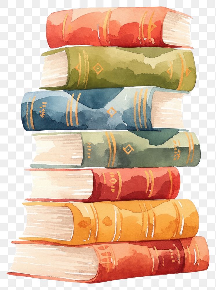 PNG Stacked books illustration watercolor | Premium PNG - rawpixel