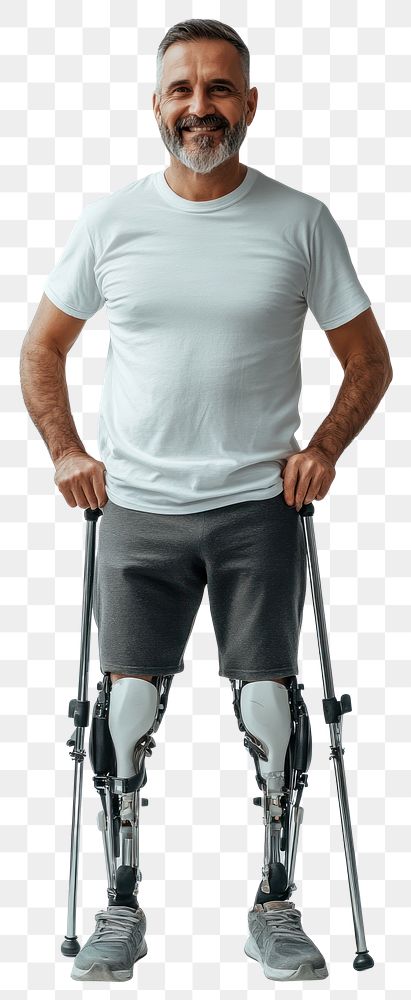 PNG cheerful disabled man prosthetics | Free PNG - rawpixel