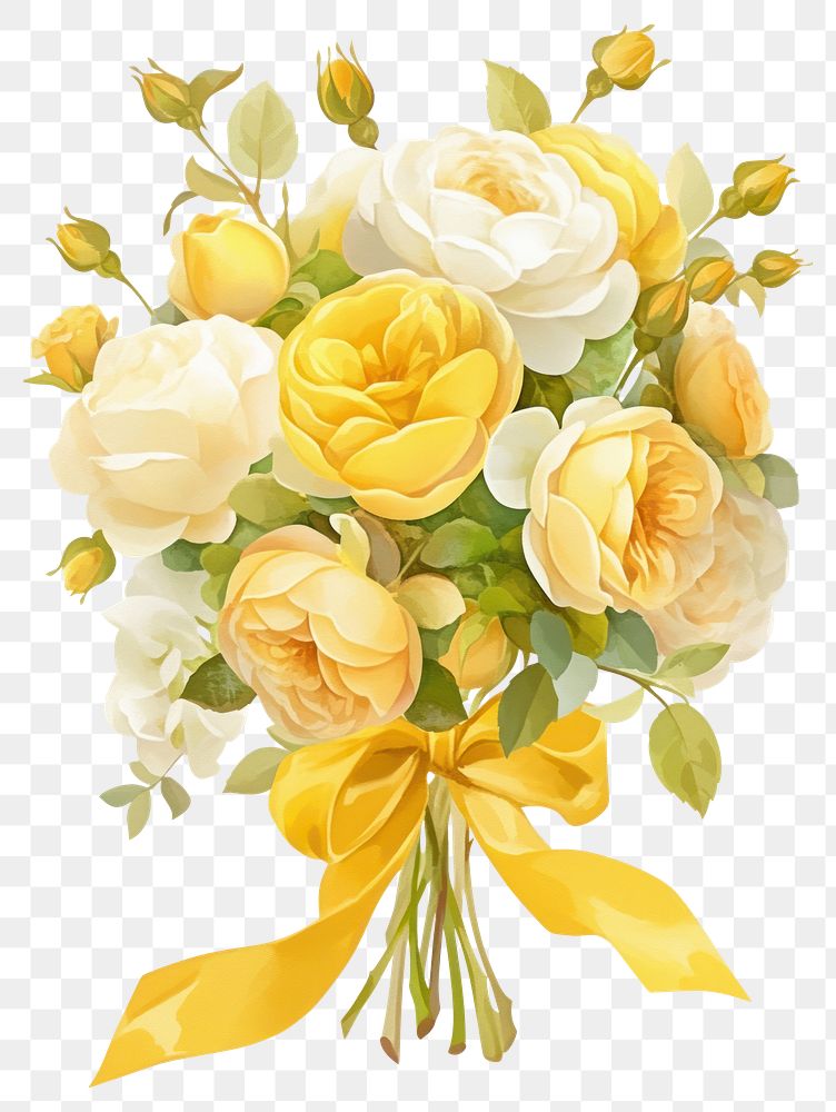 PNG Yellow coquette Rose bouquet | Free PNG - rawpixel