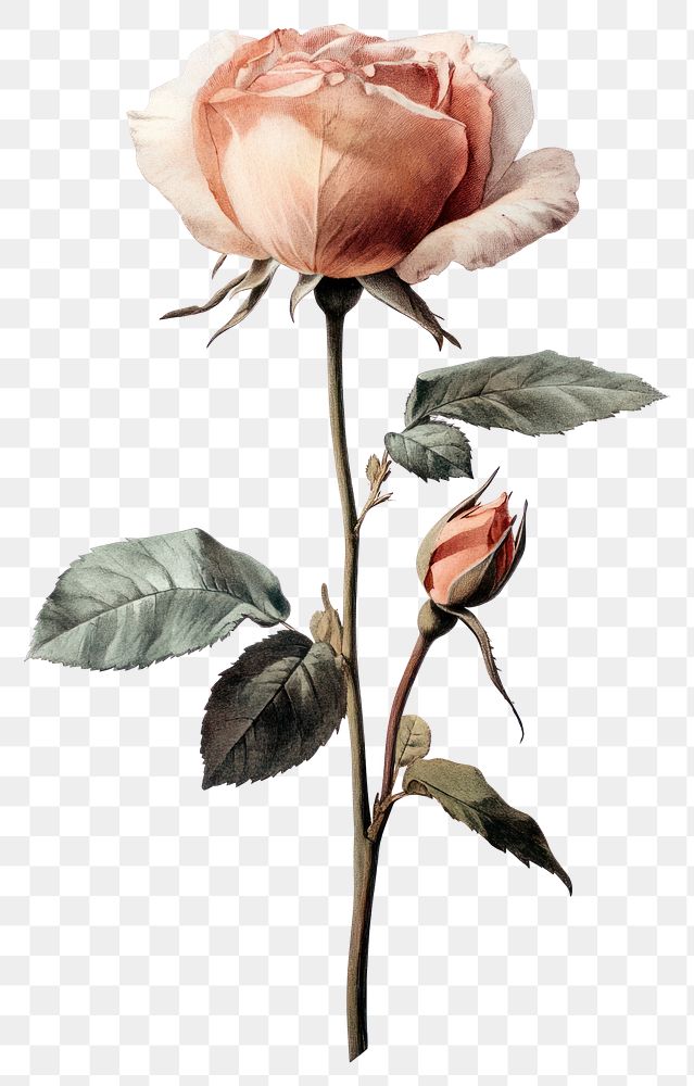 PNG flower art vintage rose. | Free PNG - rawpixel