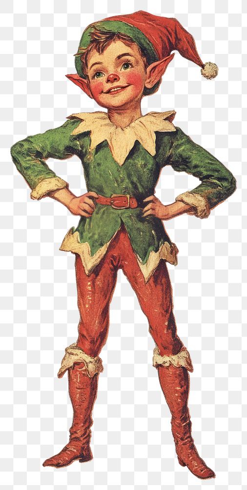 PNG Christmas elf illustration vintage | Free PNG - rawpixel