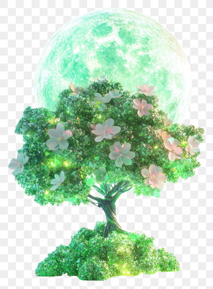 PNG crystal moon flowers tree | Free PNG - rawpixel