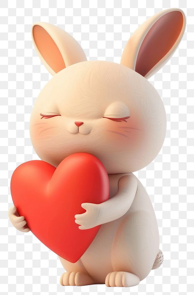 PNG Cute rabbit hugging heart | Free PNG - rawpixel
