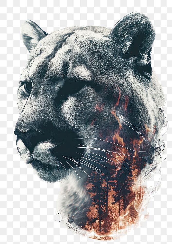PNG Puma wildfire wildlife exposure | Free PNG - rawpixel