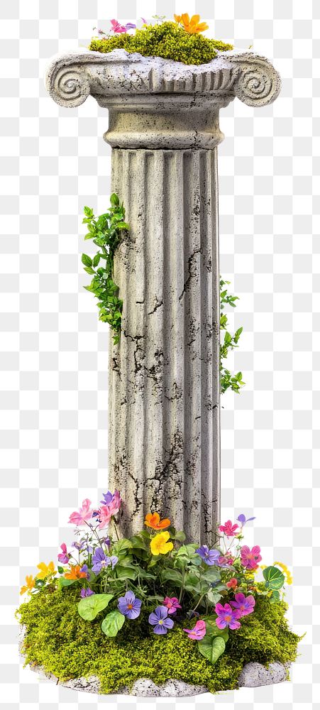 PNG Flowers pillar column garden | Free PNG - rawpixel