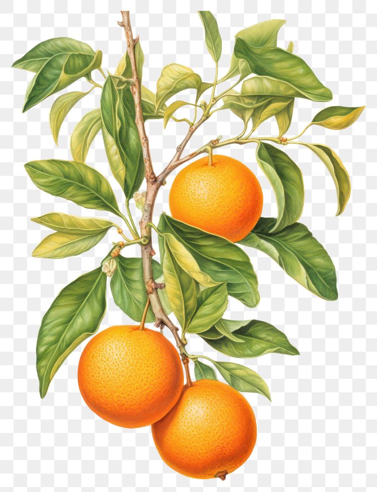 PNG Orange branch illustration botanical | Free PNG - rawpixel