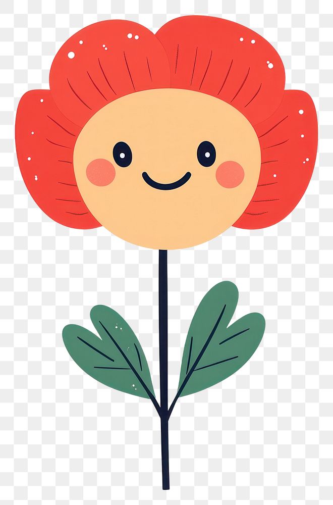 PNG Cute smile poppy flower | Free PNG - rawpixel