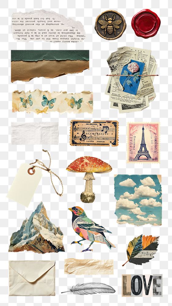 Vintage ephemera collage png element | Premium PNG - rawpixel