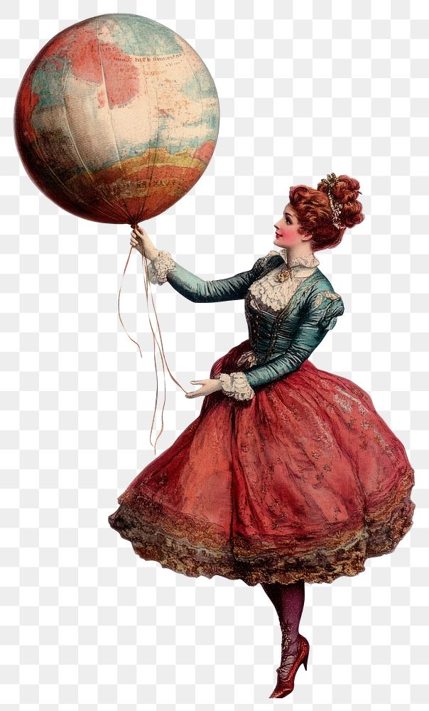 PNG Woman holding balloon victorian | Free PNG - rawpixel