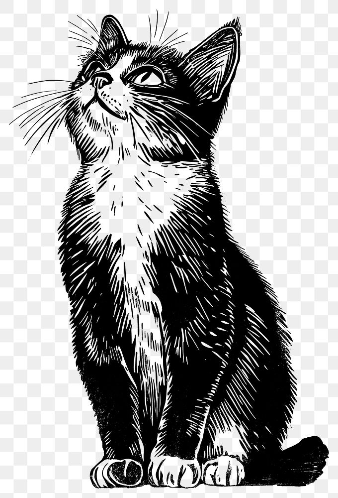 PNG Cat wood block print | Free PNG - rawpixel