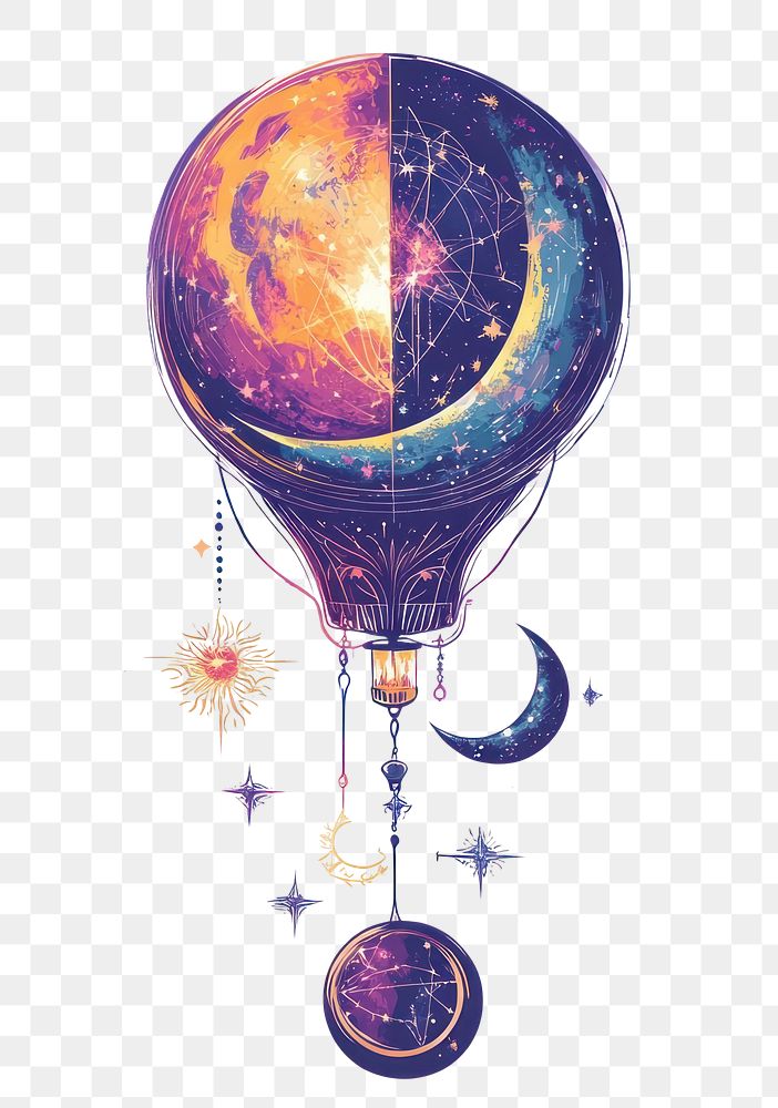 PNG Mystical celestial balloon illustration | Free PNG - rawpixel