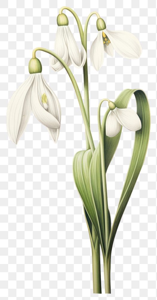 PNG Illustration botanical snowdrop flower | Free PNG - rawpixel