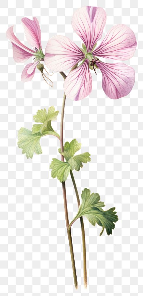 PNG Illustration botanical geranium flower. | Free PNG - rawpixel