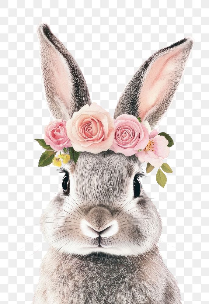 PNG Cute bunny flowers illustration | Free PNG - rawpixel