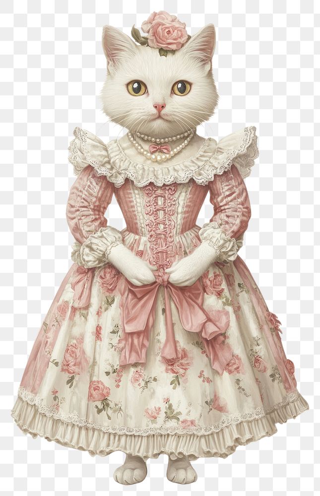 PNG Cat costume wearing Rococo | Free PNG - rawpixel