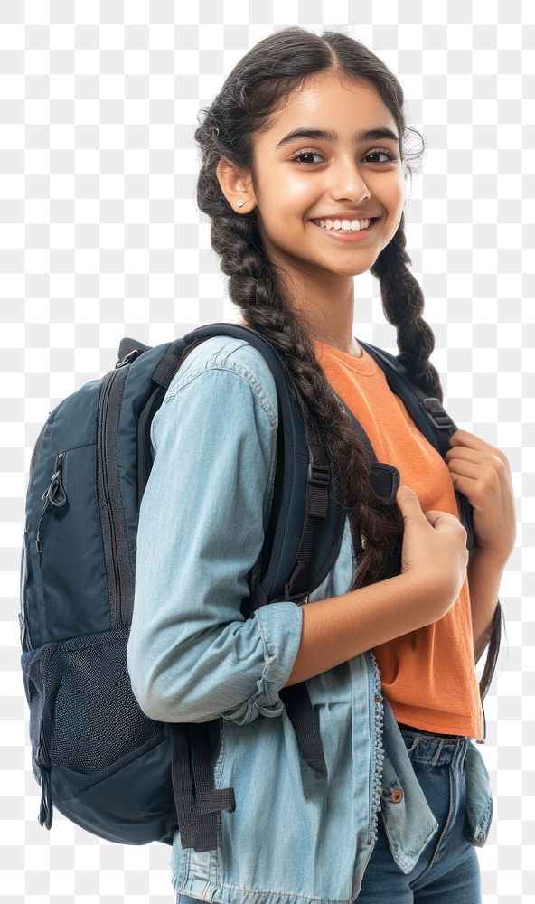 PNG Young indian girl backpack | Free PNG - rawpixel