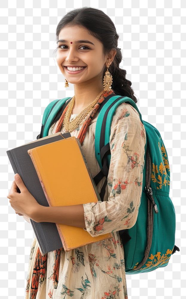 PNG Young indian girl backpack | Free PNG - rawpixel