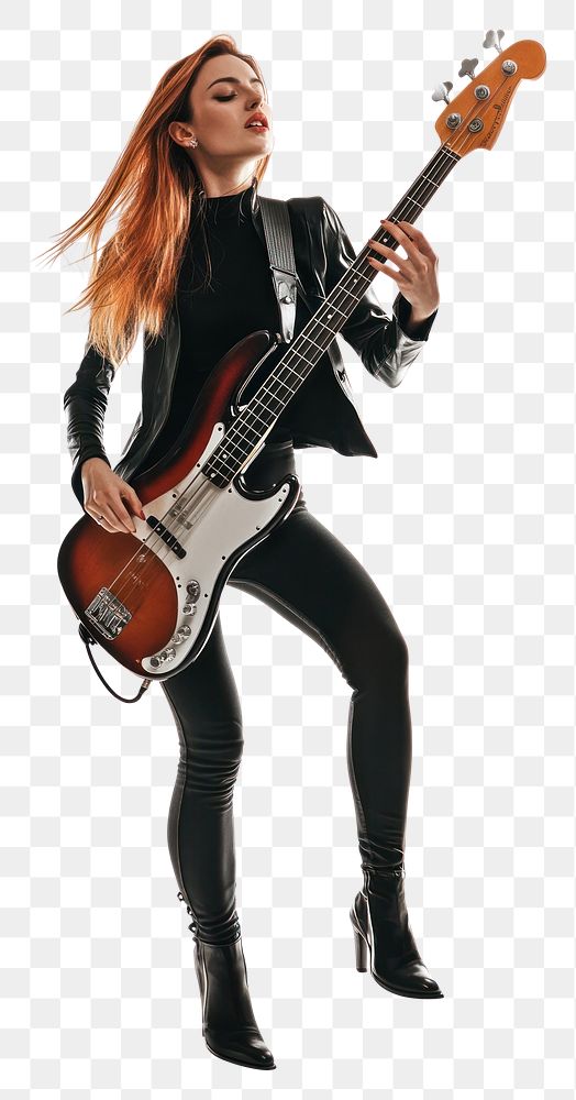 PNG bassist women performing bass | Free PNG - rawpixel