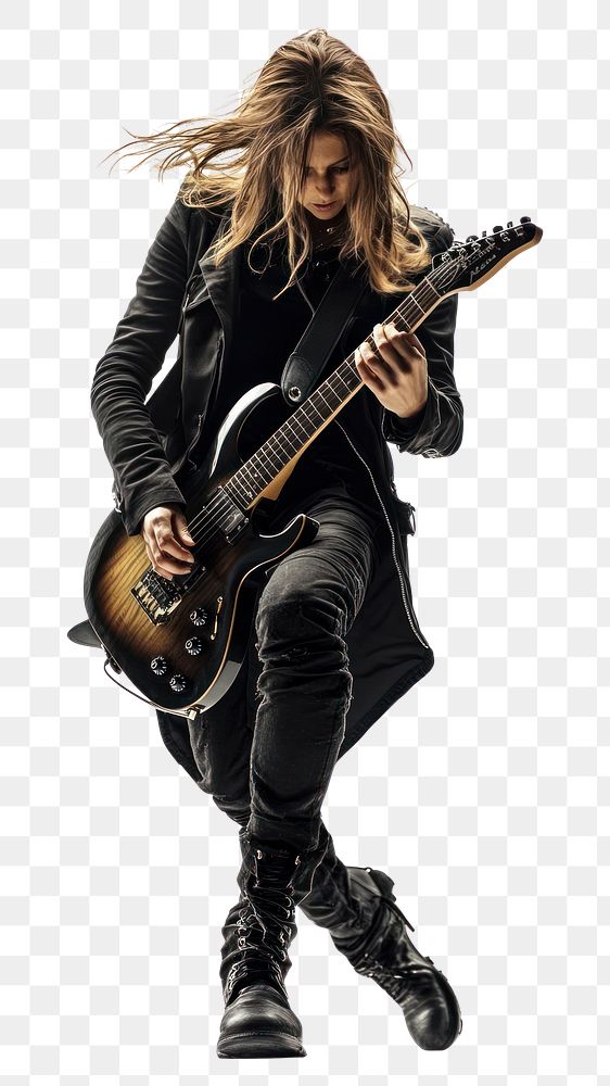 PNG guitarist woman performing musician | Free PNG - rawpixel