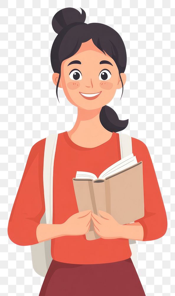 PNG Female student holding book | Free PNG - rawpixel