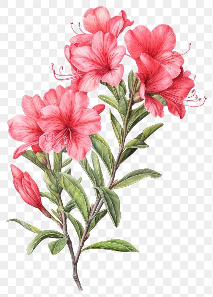 PNG Azalea branch illustration botanical | Free PNG - rawpixel