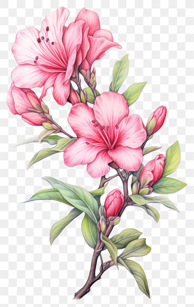 PNG Azalea branch art illustration | Free PNG - rawpixel