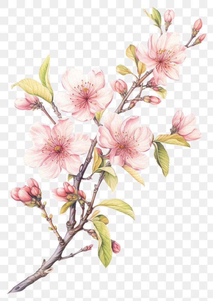 PNG Sakura branch illustration botanical | Free PNG - rawpixel