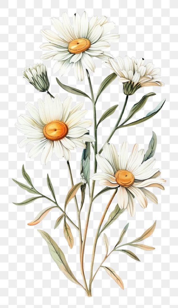 PNG Daisy flowers illustration botanical | Premium PNG - rawpixel