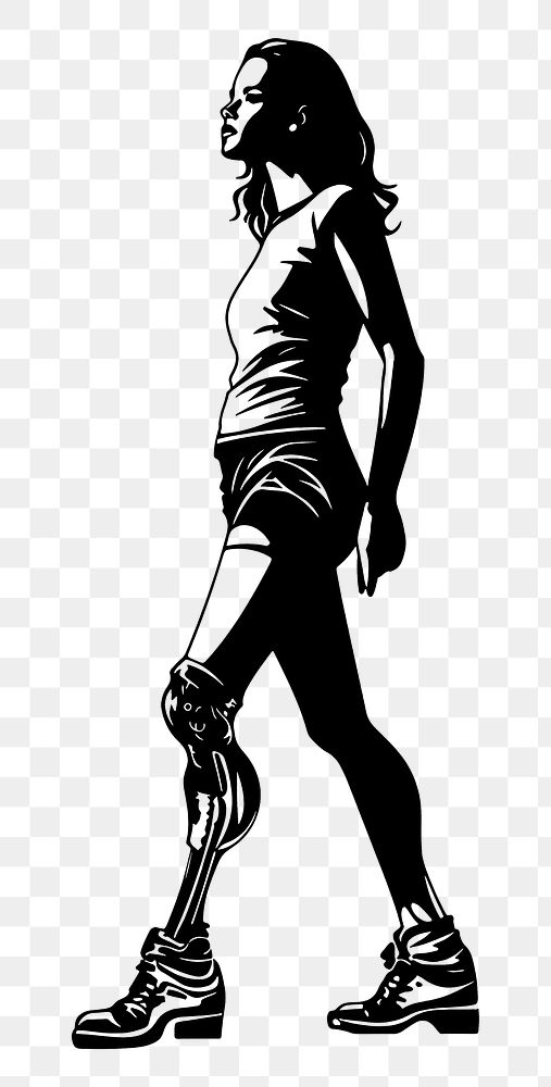 PNG woman prosthetic leg linear | Free PNG - rawpixel