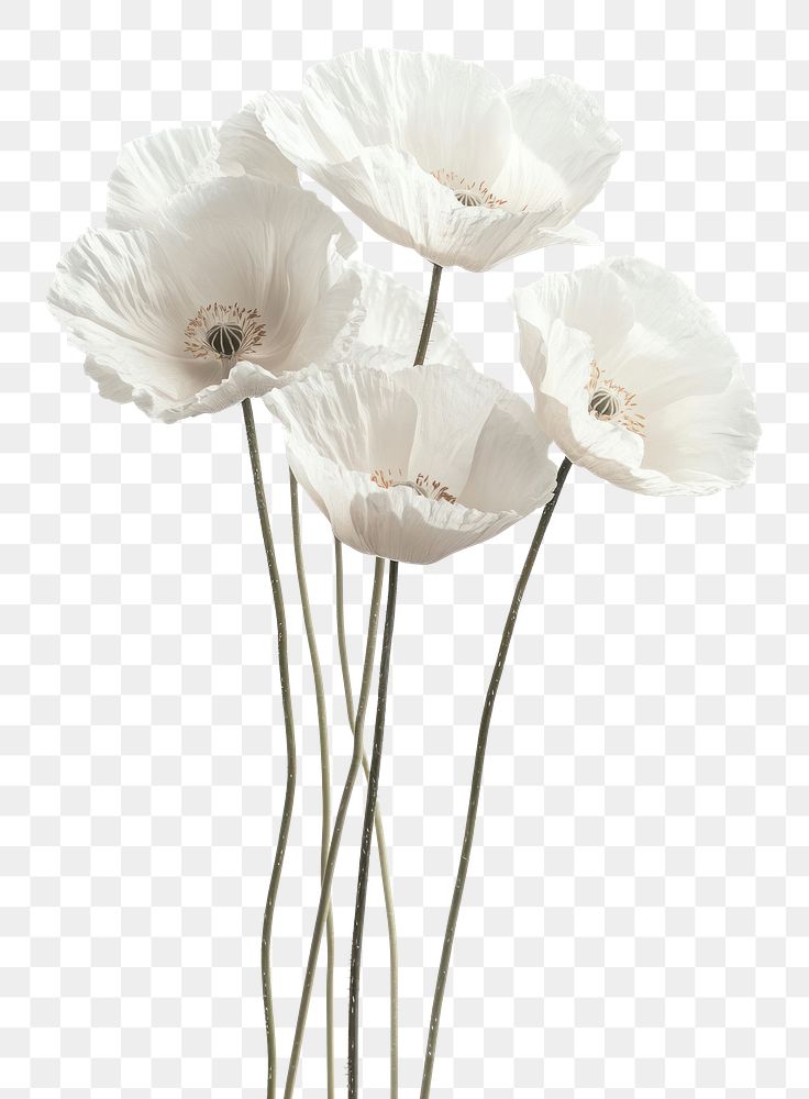 PNG white poppies poppy flowers | Free PNG - rawpixel