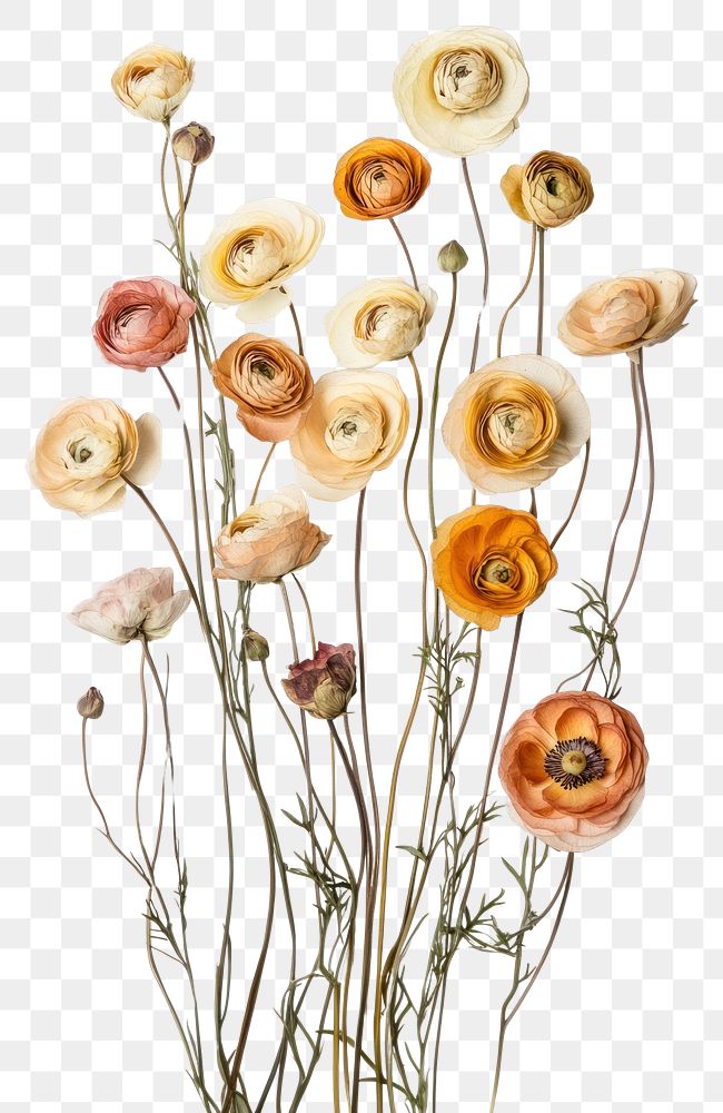 PNG Real pressed ranunculus flowers | Free PNG - rawpixel