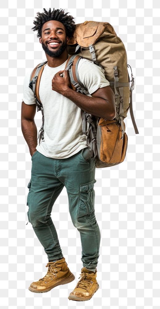 PNG African American man backpacker | Free PNG - rawpixel