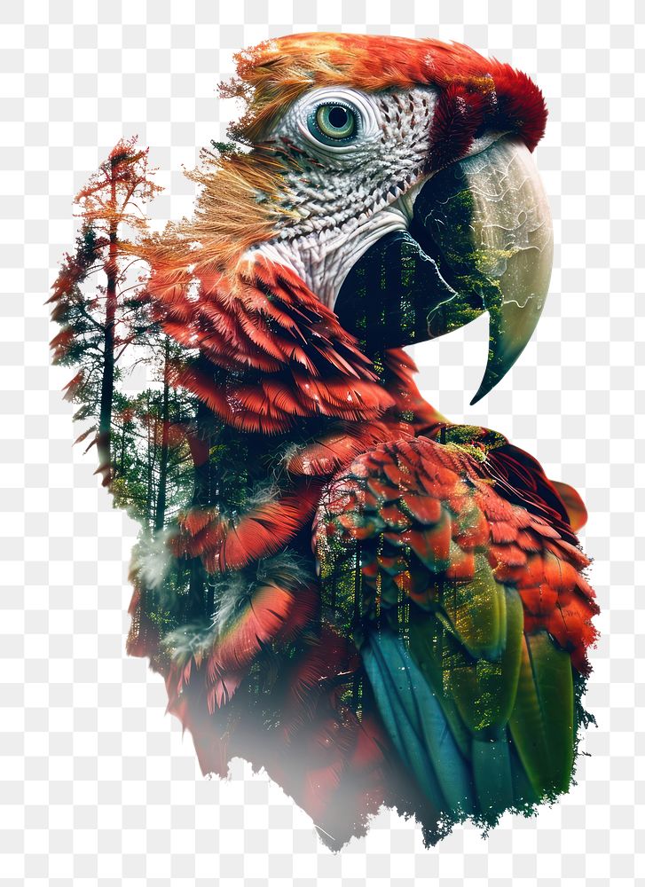PNG Parrot trees exposure double | Free PNG - rawpixel