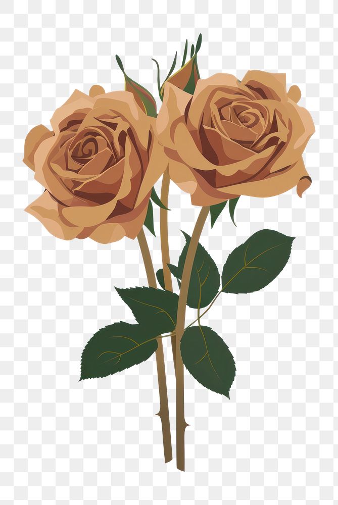 PNG Brown roses illustration flowers | Free PNG - rawpixel