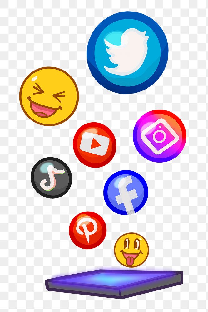 Popular social media icons floating | Premium PNG Illustration - rawpixel