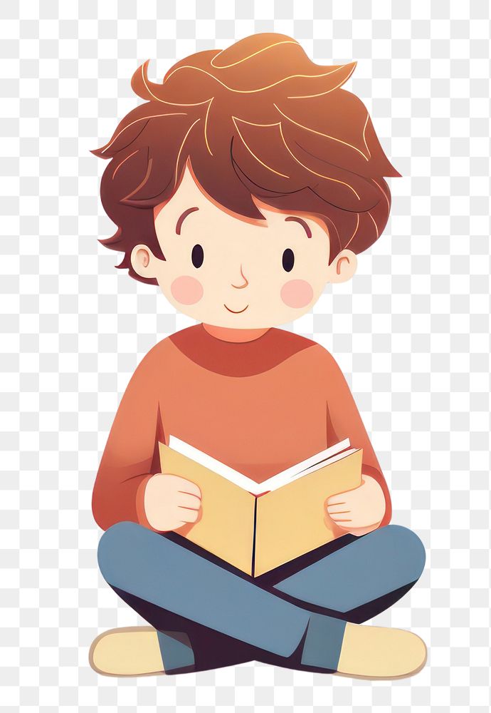 PNG Reading cartoon child | Premium PNG - rawpixel