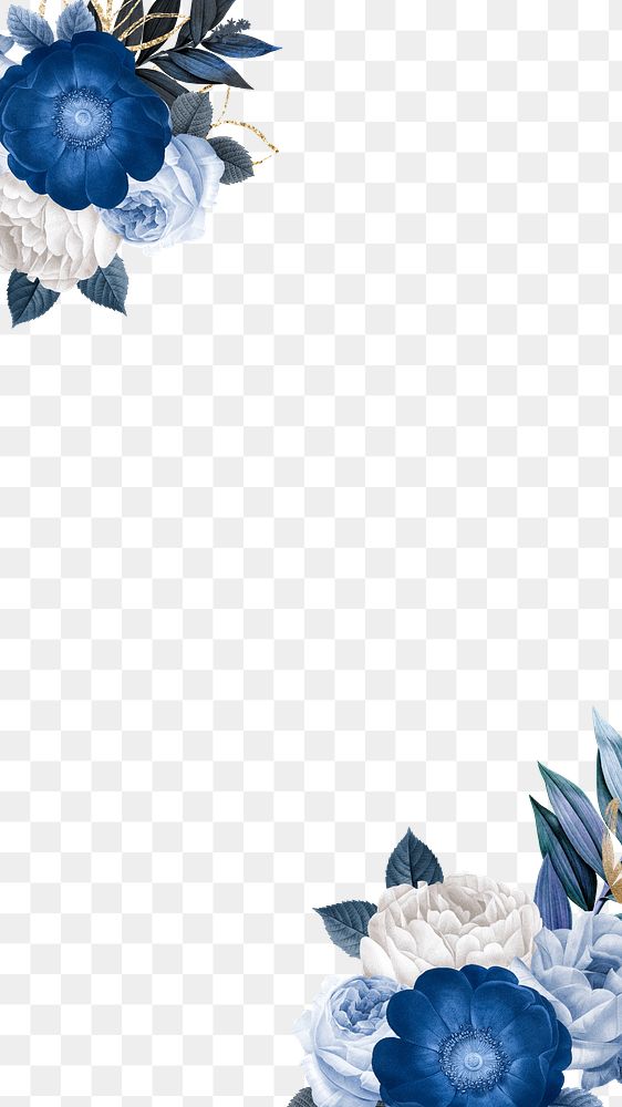 Blue winter flower png border, | Premium PNG - rawpixel